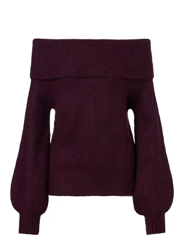 Jardin Des Orangers Off-shoulder Cashmere And Silk Sweater - Burgundy