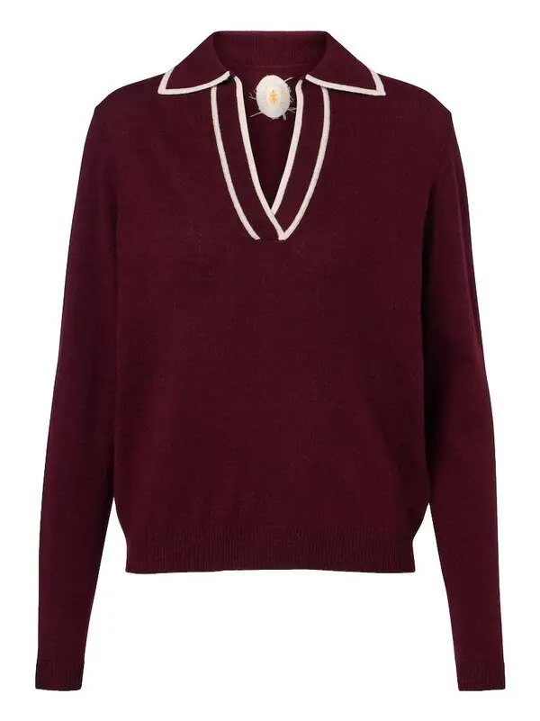 Jardin Des Orangers Wool And Cashmere Polo Sweater - Burgundy