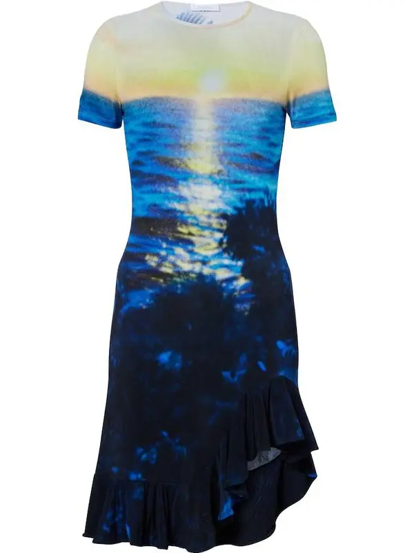 Rabanne Printed Ruffled Minidress - Blue
