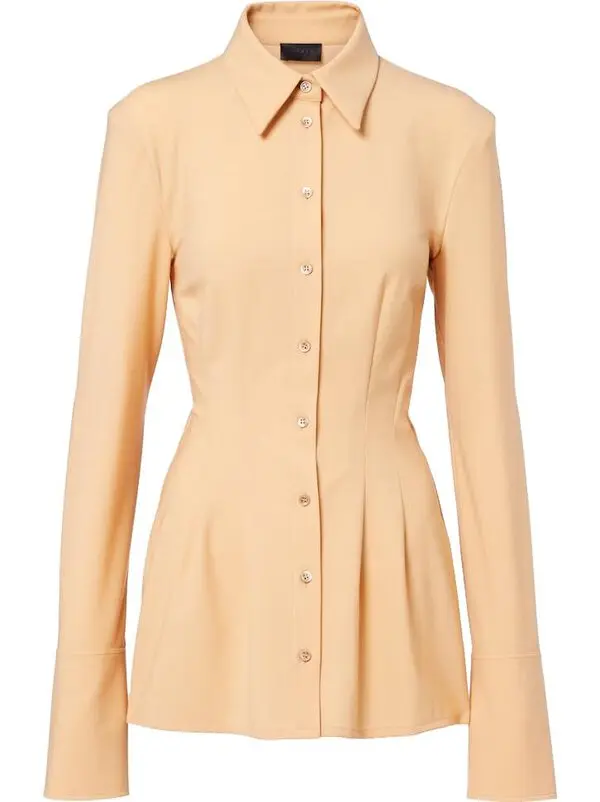MUGLER Pleated Shirt - Beige