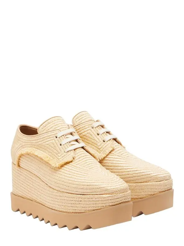 Stella McCartney Elyse Woven Platform Lace-up Shoes - Beige