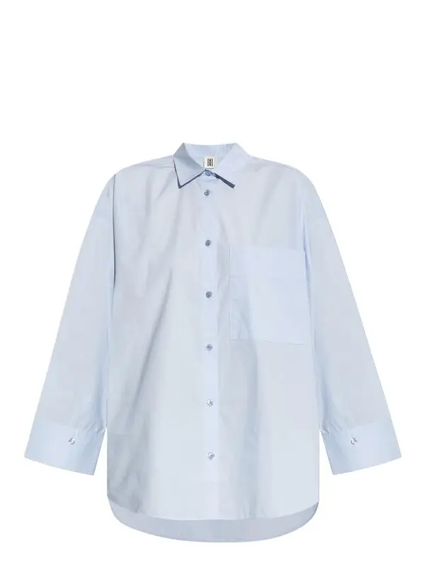 BY MALENE BIRGER Derris Cotton Shirt With Classic Collar And Patch Pocket - Light Blue