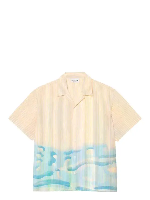 Lacoste Striped Graphic-print Shirt - Neutrals