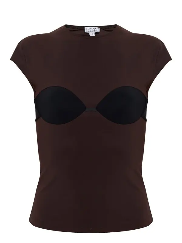 MAISON MARGIELA T-shirt With Padded Cups - Brown