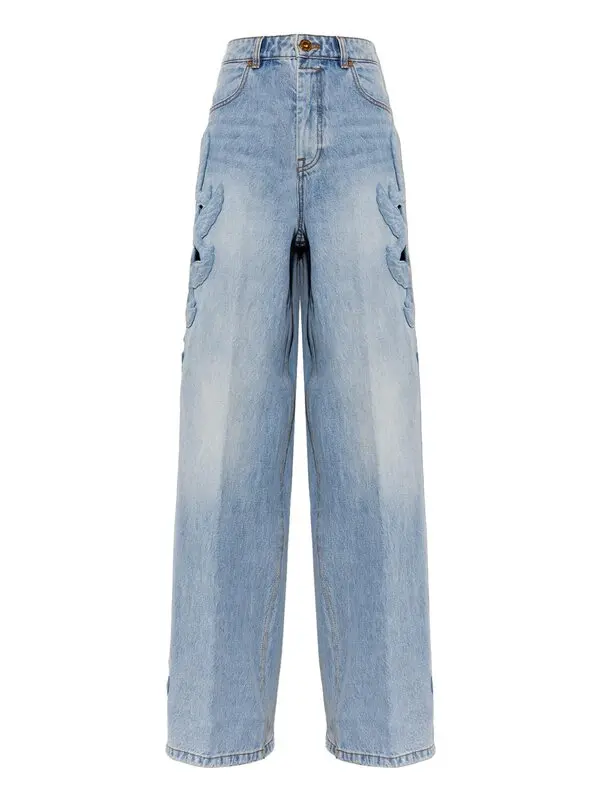 Zimmermann Aviary" Wide-leg Jeans With Appliqu - Blue