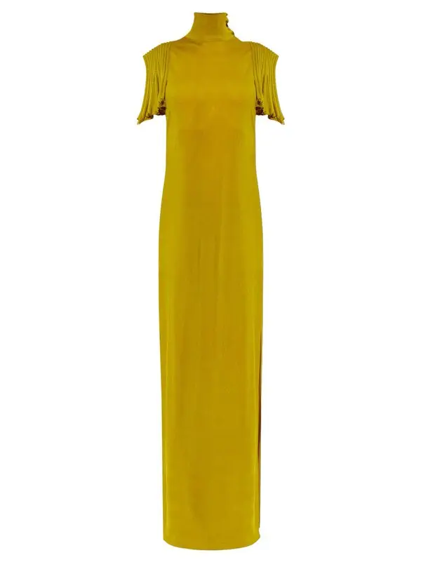 Alaïa Long Sleeve Turtleneck Dress - Yellow
