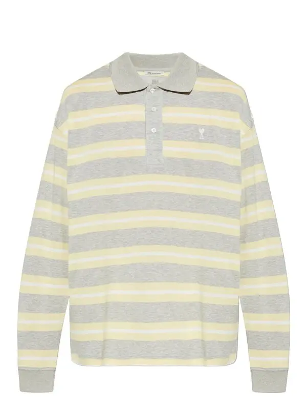 Ami Long Sleeve Polo - Grey