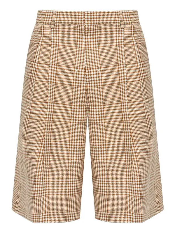 Ami Plaid Pattern Wool Shorts - Brown