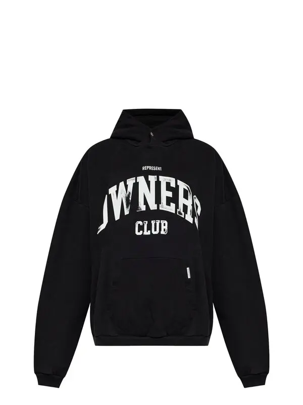 REPRESENT Owners Club" Graphic Print Cotton Hoodie - Black