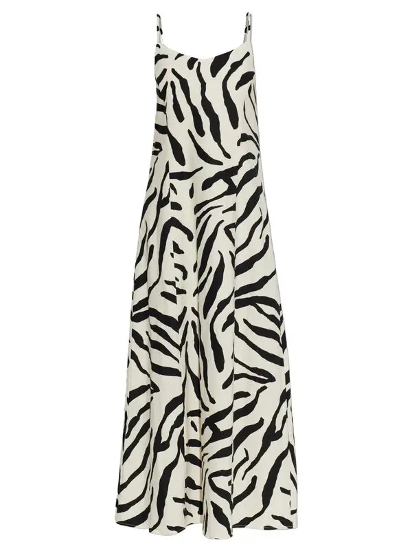 GESTUZ Gzzeona Zebra Print Maxi Dress - Cream