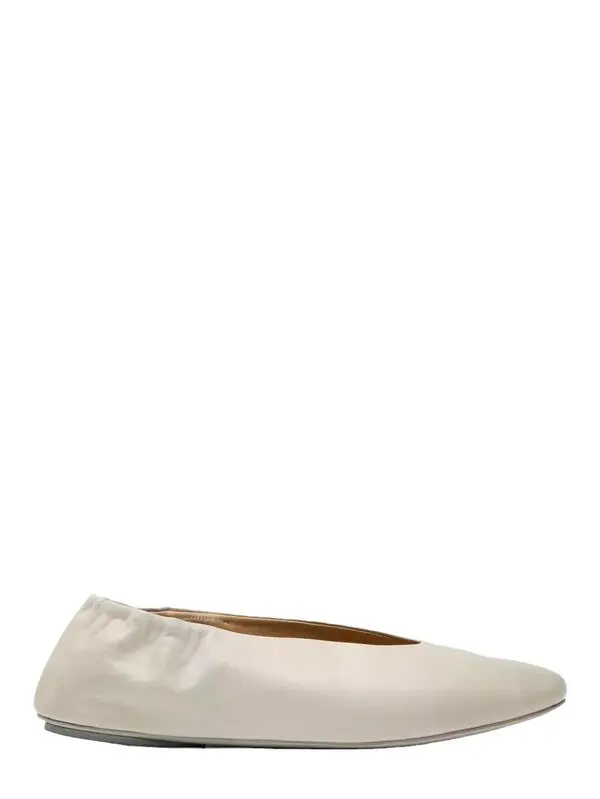 Marsèll Ruched Leather Ballet Flats - Neutrals