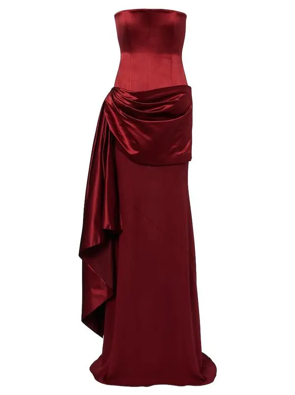Alex Perry Draped Silk Corset Gown - Red