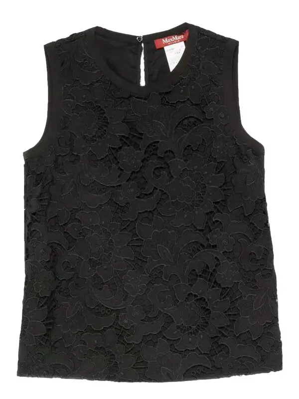 Max Mara Sleeveless Floral Lace Blouse - Black