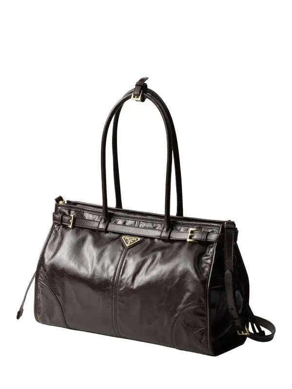Prada Bonnie Large Leather Handbag - Brown