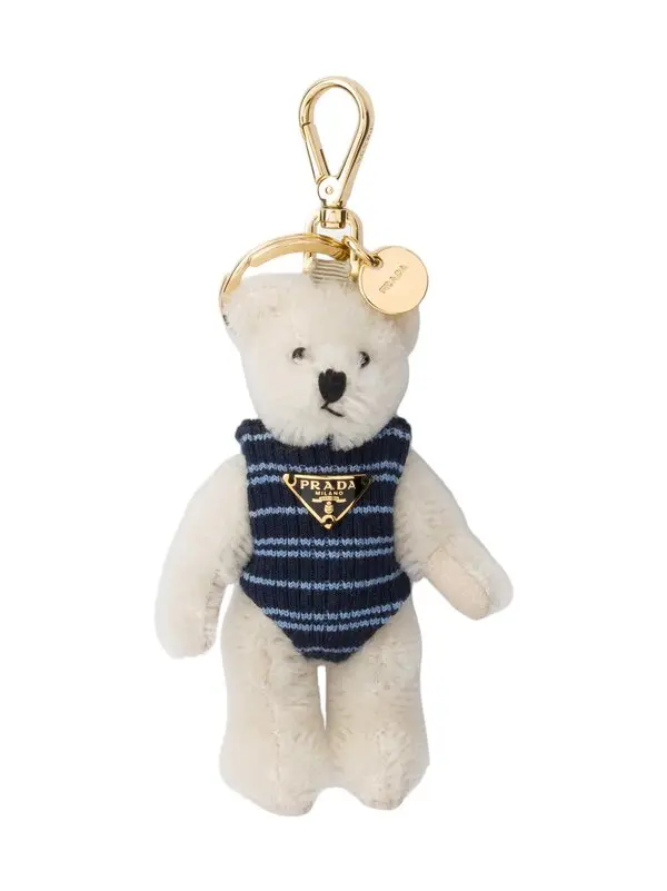Prada Teddy Bear Charm With Metal Ring - White