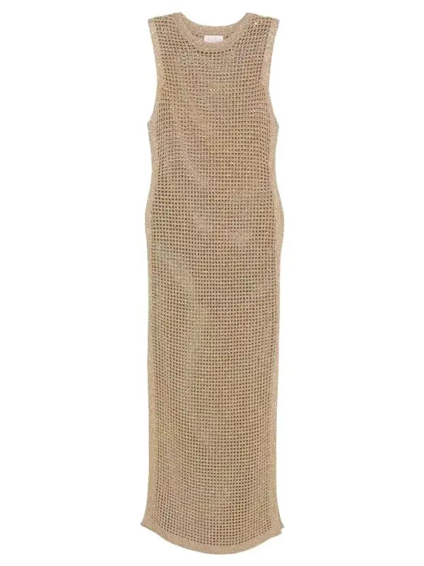 MC2 SAINT BARTH Eileen Open-knit Maxi Dress - Neutrals