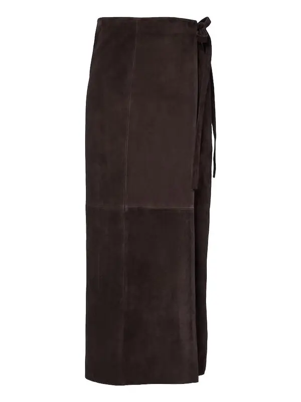 Nour Hammour Suede Wrap Skirt - Brown