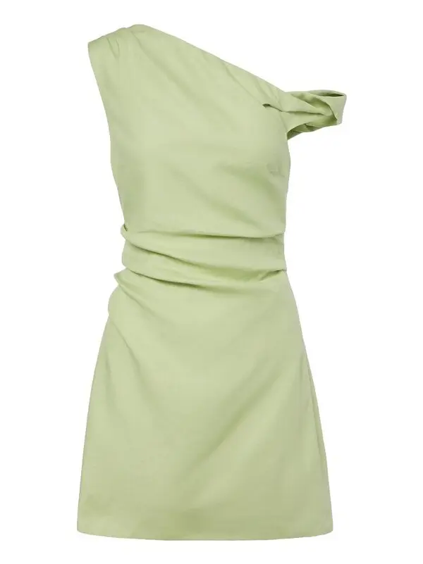 SIR. Asymmetric Linen Minidress - Green