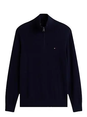 Tommy Hilfiger Quarter Zip Pima Sweater - Blue