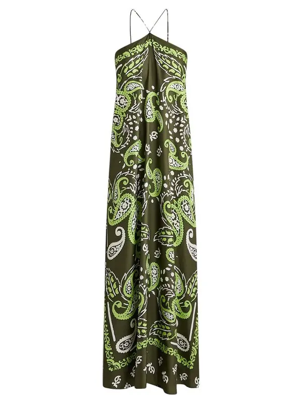 Scanlan Theodore Silk Bandana Print Maxi Dress - Army