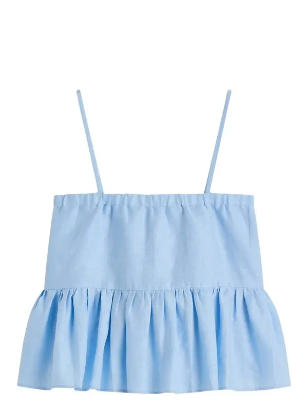 Scanlan Theodore Linen Peplum Top - Pale.blue