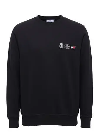 Tommy Hilfiger Crewneck Sweatshirt With Crest Outline - Black