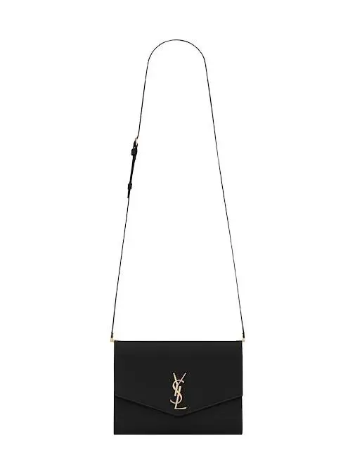 Saint Laurent Uptown Strap Bag Grain De Poudre Embossed Leather Mini - Black