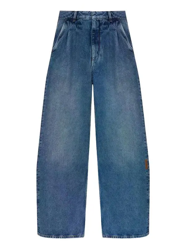 Off-White Pleated Wide-leg Jeans - Blue