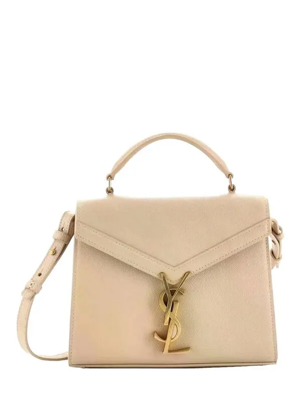 Saint Laurent Cassandra Leather Mini Shoulder Bag - Neutrals