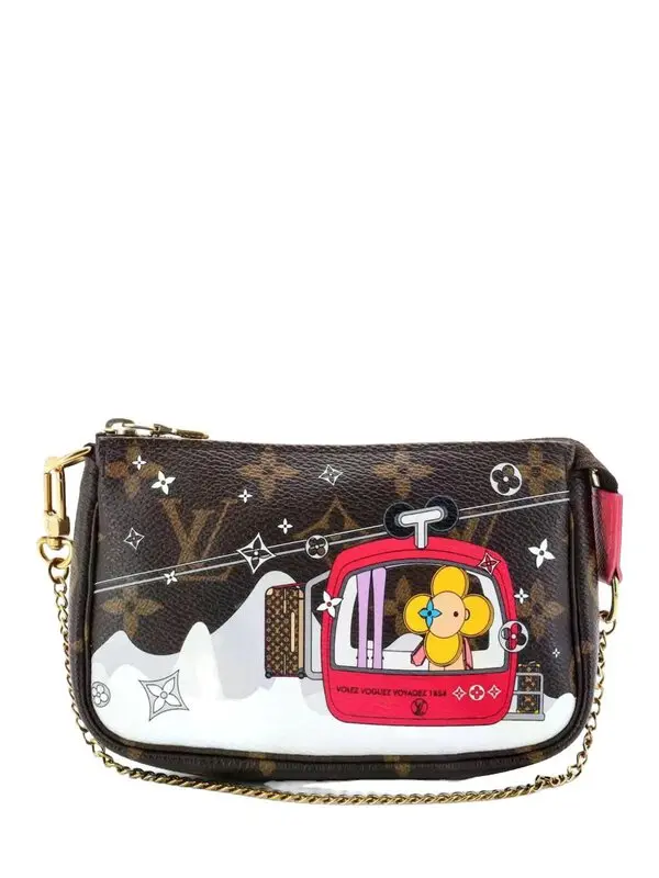 LOUIS VUITTON Pochette Accessoires Limited Edition Vivienne Xmas Monogram Canvas Mini Clutch Bag - Brown