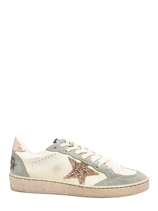 GOLDEN GOOSE Ball Star Nappa Sneakers With Glitter Star And Metallic Heel Tab - Neutrals