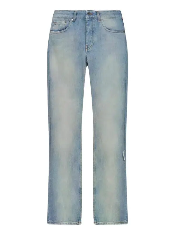 Off-White Straight-leg Jeans With Logo Tag - Blue