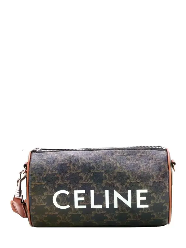 Celine Logo Cylinder Bag Triomphe Coated Canvas Crossbody Bag - Brown