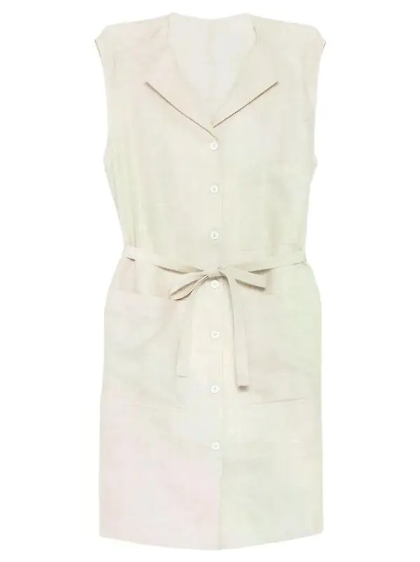LESS Lapel Collar Sleeve Dress - Neutrals