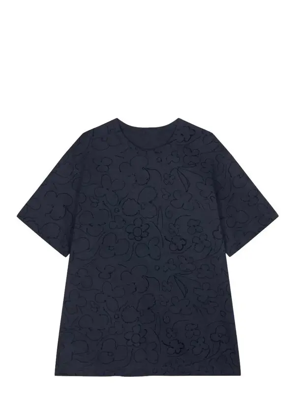 JNBY Flocked Floral-print T-shirt - Blue