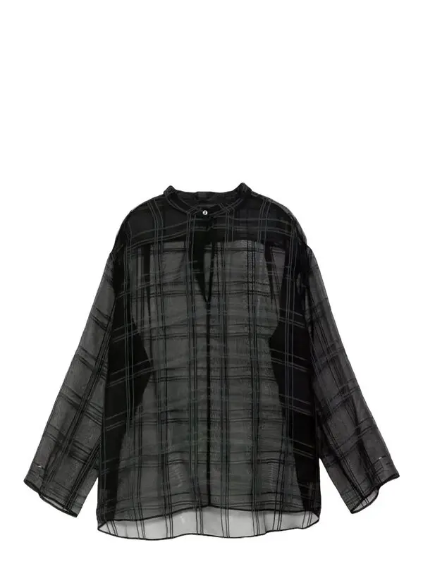 LESS Sheer Check-pattern Blouse - Black