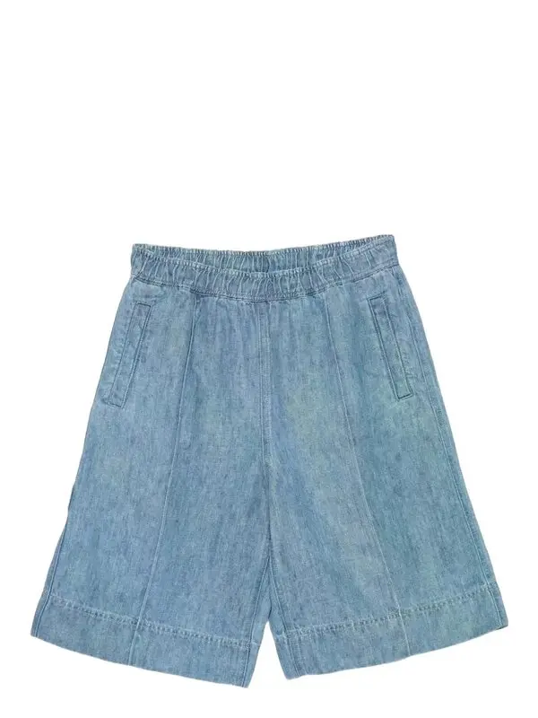 LESS Panelled Linen Shorts - Blue