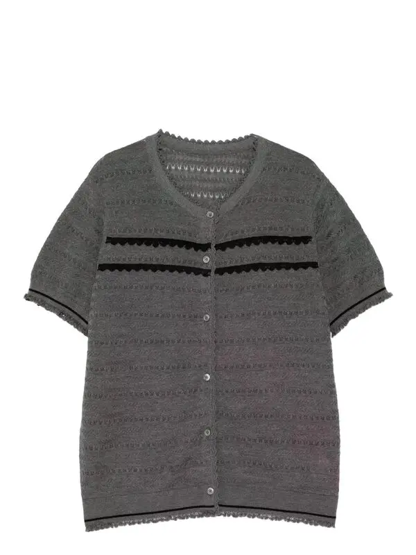 JNBY Pointelle-knit Scalloped Blouse - Grey