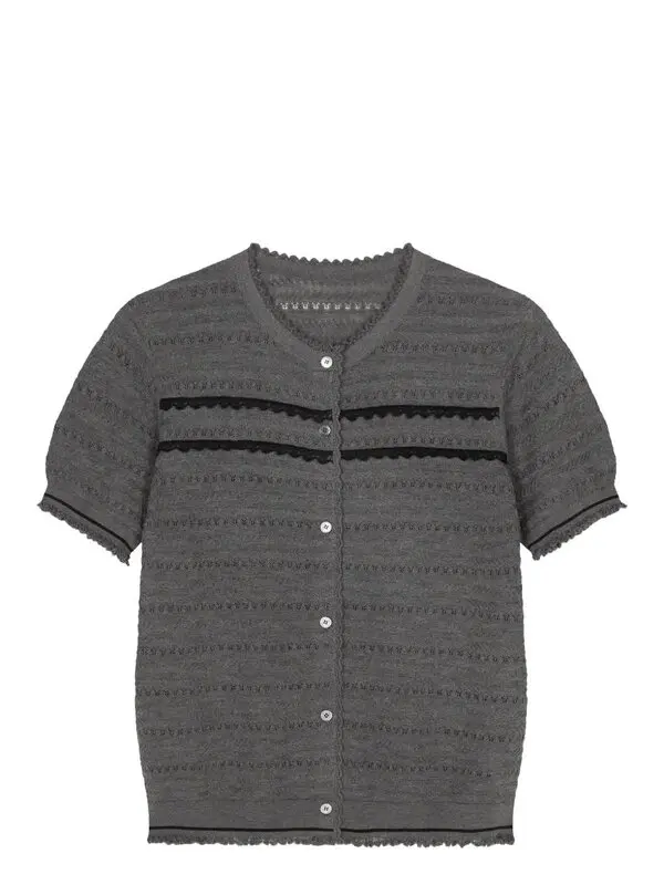 JNBY Pointelle-knit Scalloped Blouse - Grey