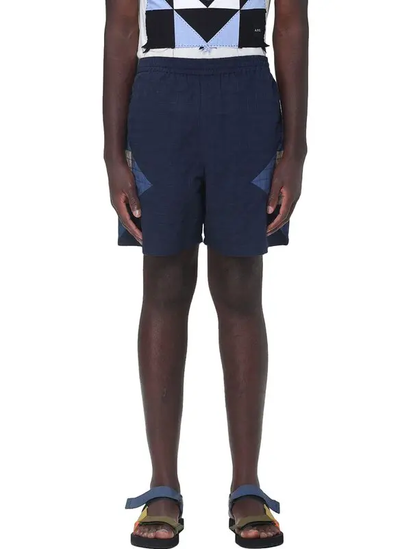 A.p.c. Navy Textured Shorts - Blue