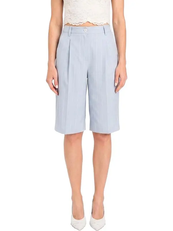 TWINSET Striped Tailored Shorts - Sky Blue