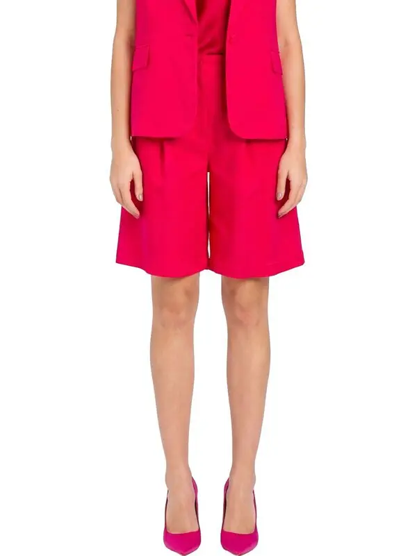 TWINSET Linen Blend High-waisted Shorts - Red