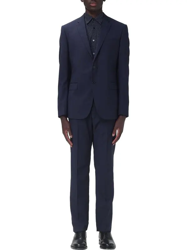 Emporio Armani Single-breasted Suit With Classic Lapels And Patch Pockets - Blue
