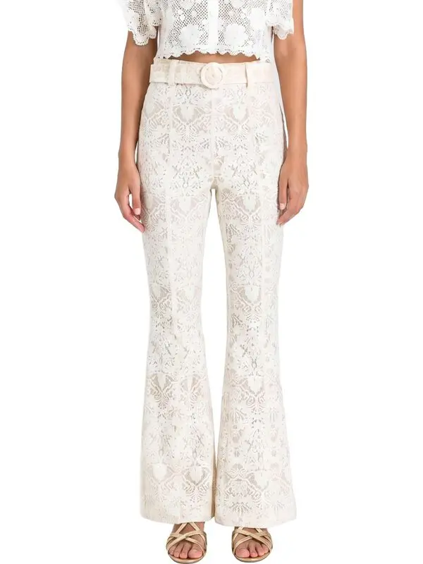 TWINSET Lace Flare Trousers - Pearl