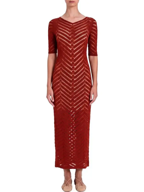 TWINSET Maxi Dress - Brick Red