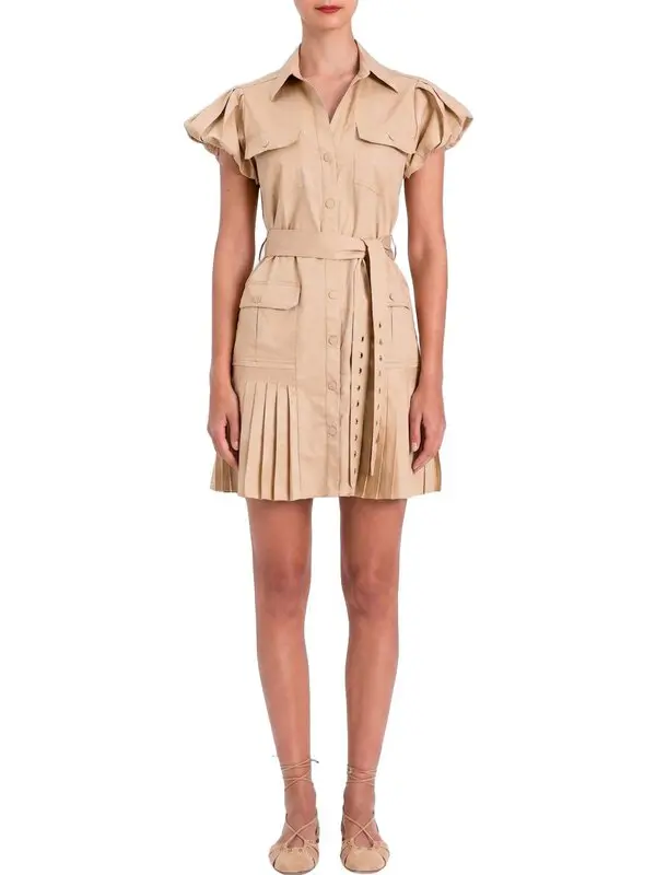 TWINSET Pleated Shirt Dress With Belt - Rope