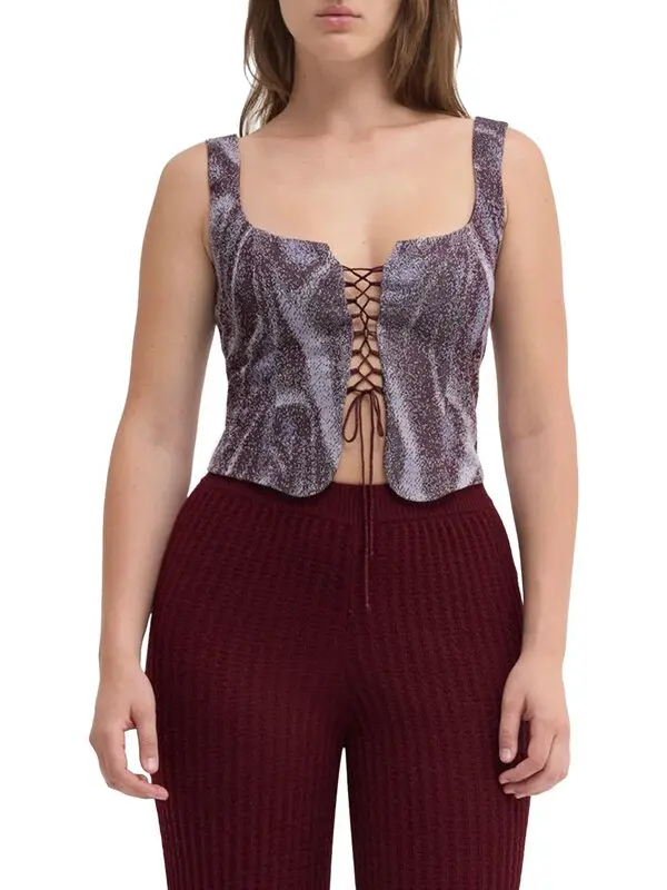 MARGHERITA MACCAPANI Abstract Pattern Corset Top - Lilac