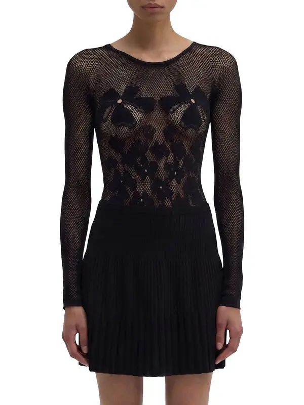 MARGHERITA MACCAPANI Sheer Floral Mesh Bodysuit - Black