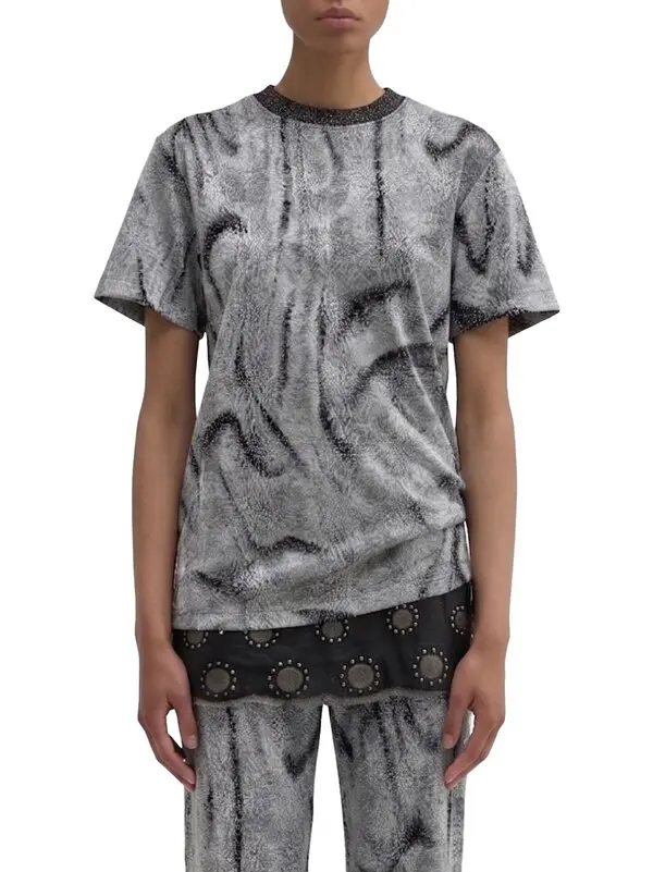 MARGHERITA MACCAPANI Abstract Pattern Viscose T-shirt - Black