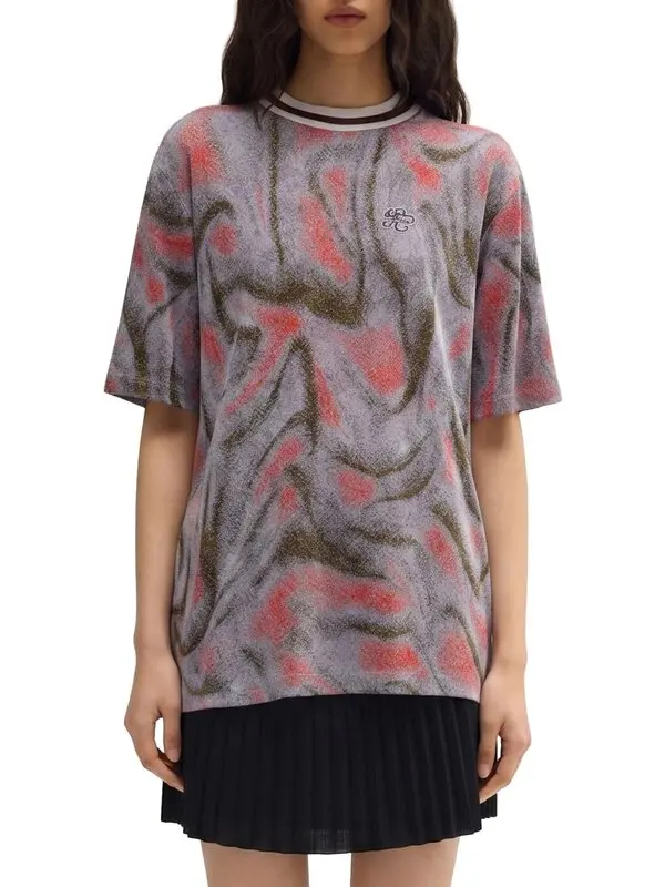 MARGHERITA MACCAPANI Abstract Patterned Viscose T-shirt - Sky